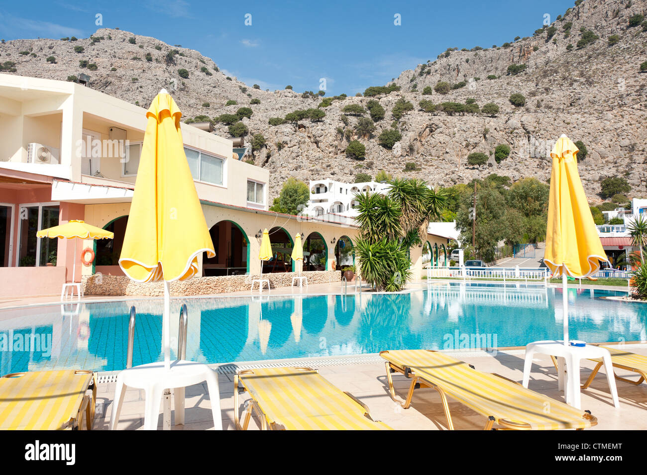 Beautiful swimming pool on a luxury hotel resort. Image taken on Rhodes ...