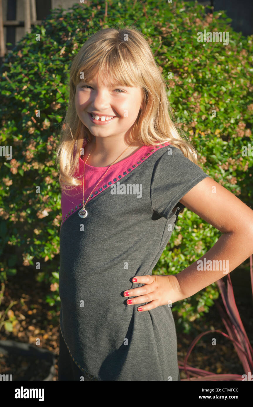 Portrait Of A Girl Wearing A Dress Outside; Moraga, California, United ...