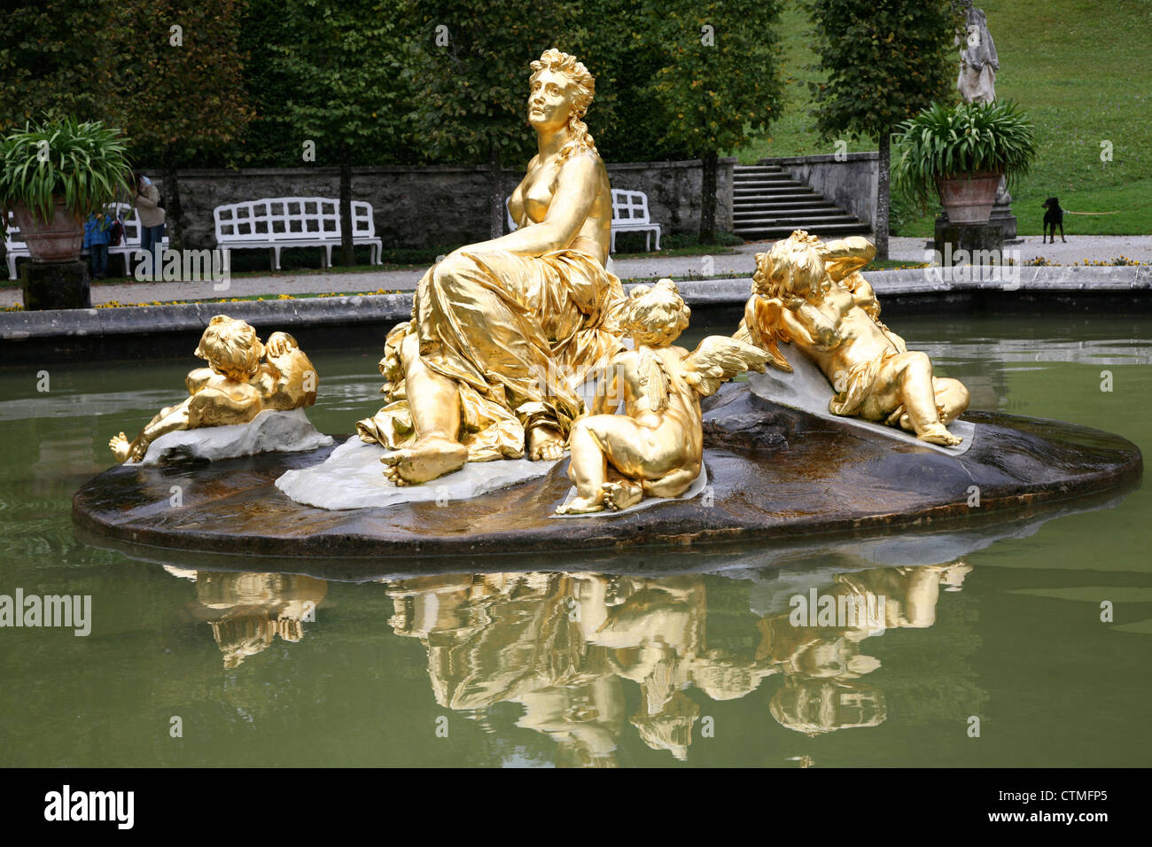 Europe;Germany;Bavaria;Gold Statue at Castle Linderhof of King Ludwig ...