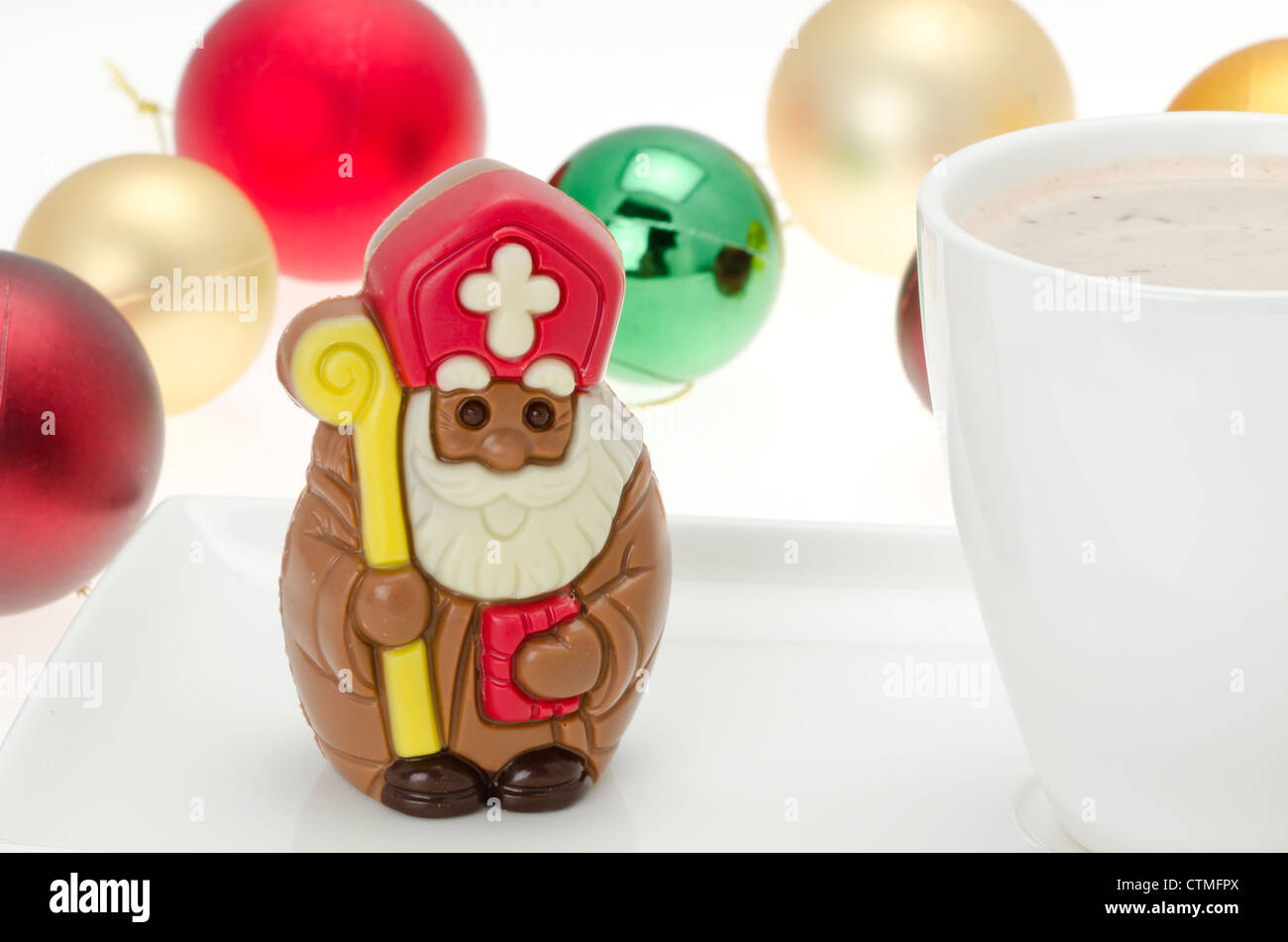 Belgian chocolate St. Nicholas on a festive background - shallow depth ...