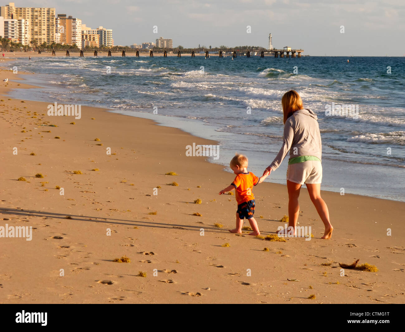 Mother and son on the beach Stock Photo - Alamy