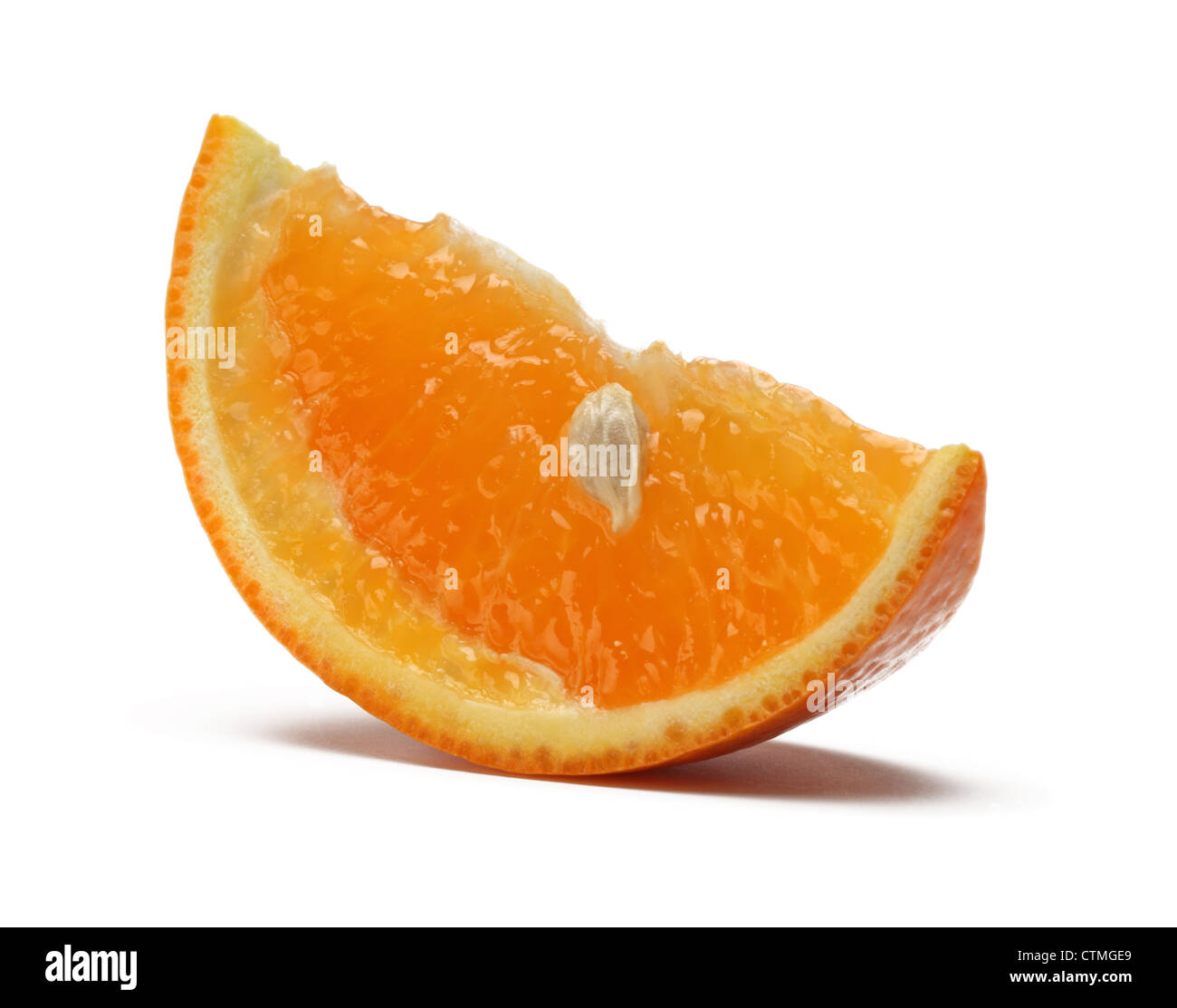 An orange segment wedge with one seed on a white background. Cut out ...