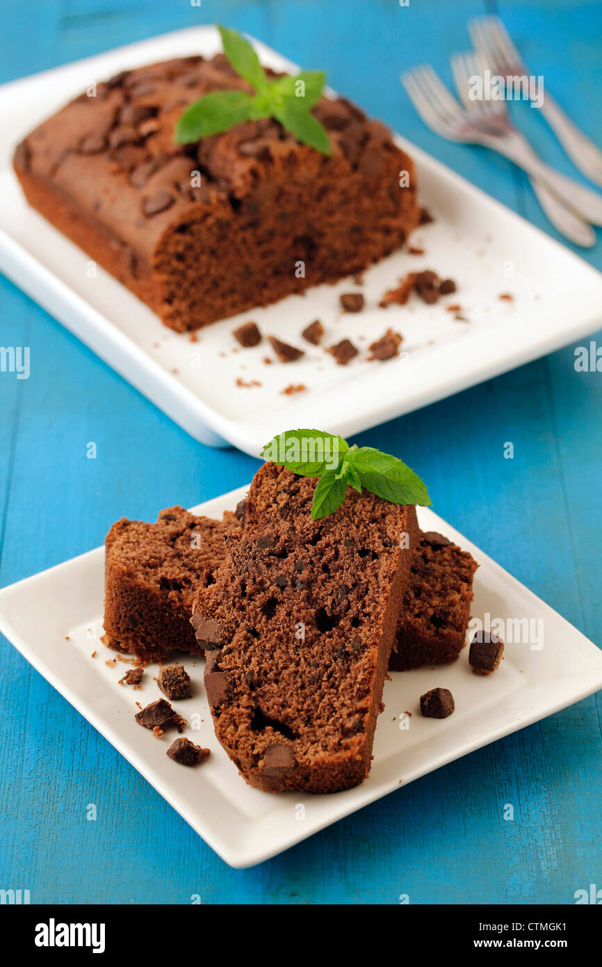 Chocolate sponge cake with mint. Recipe available Stock Photo - Alamy