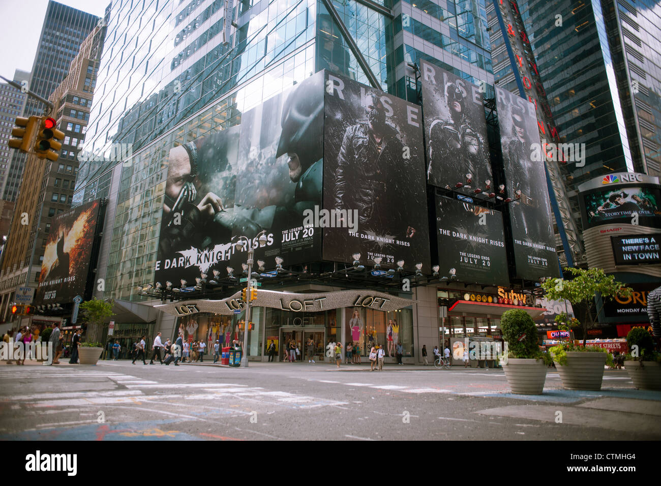 Advertising for the latest Batman film, "The Dark Knight Rises" is seen ...