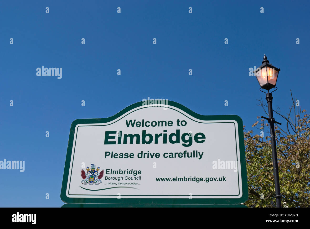 welcome to elmbridge sign, east molesey, surrey, england, with please ...