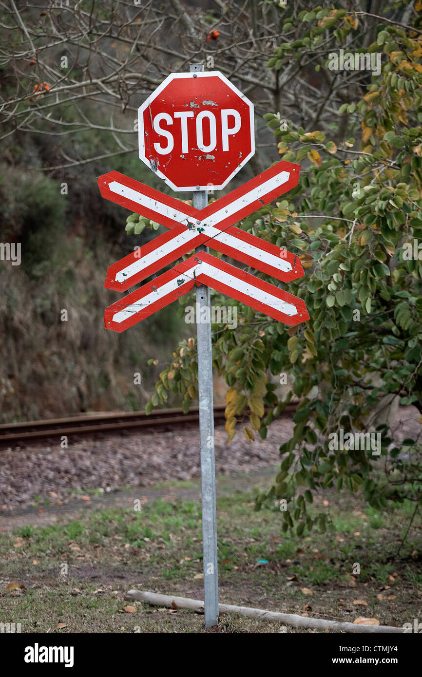 Railway stop sign, Kwazulu Natal Province, South Africa Stock Photo - Alamy