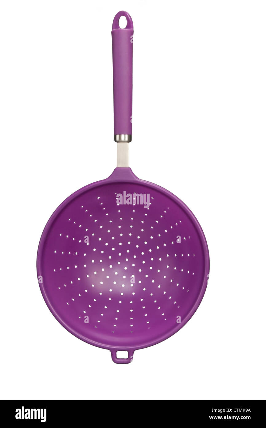 front view of modern plastic strainer isolated on white Stock Photo - Alamy