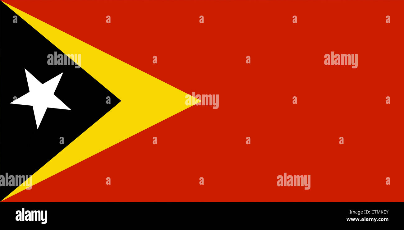 An image of the national flag of the Democratic Republic of Timor Leste ...
