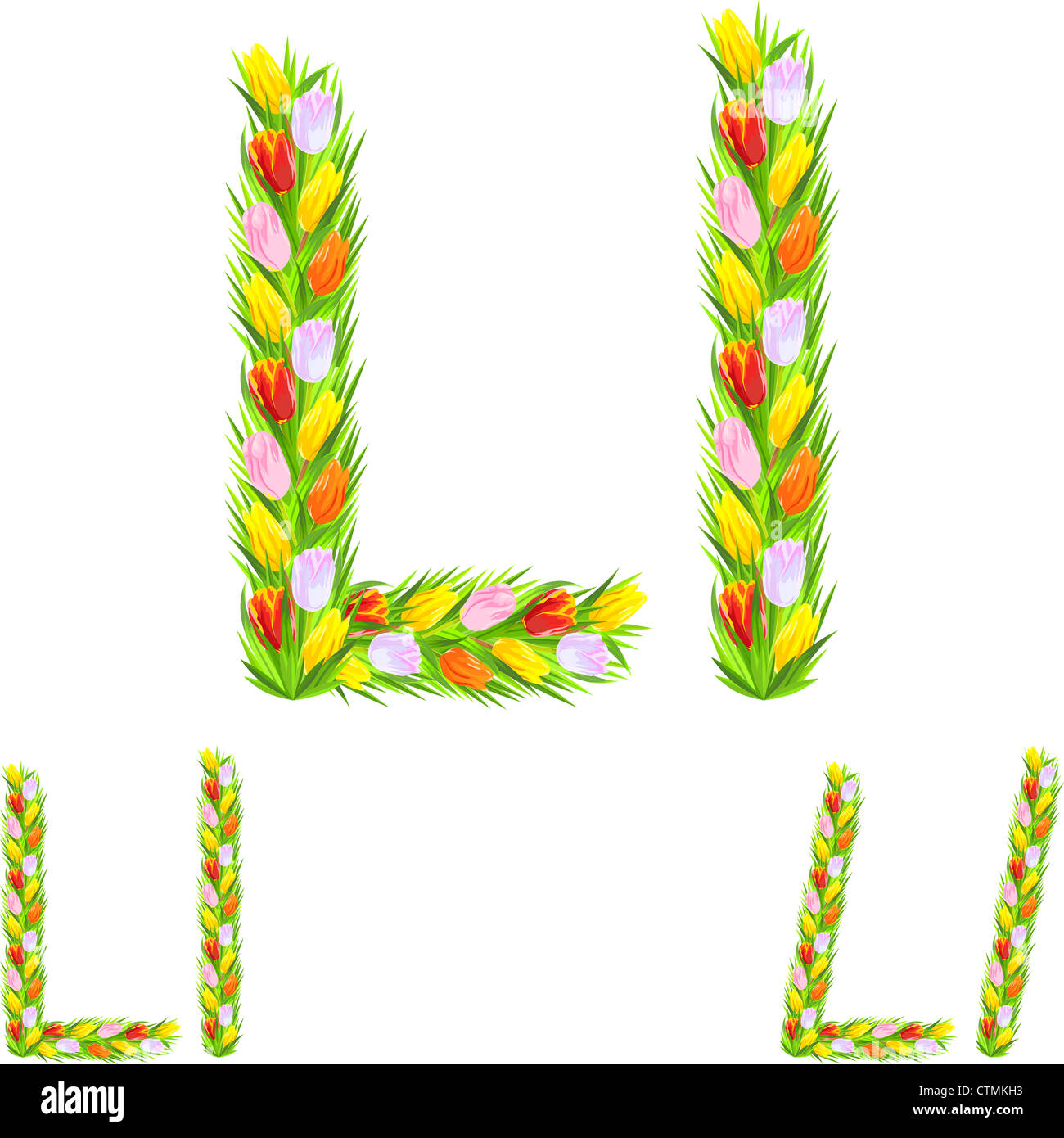font type letter L made from flower tulip with a different typeface ...
