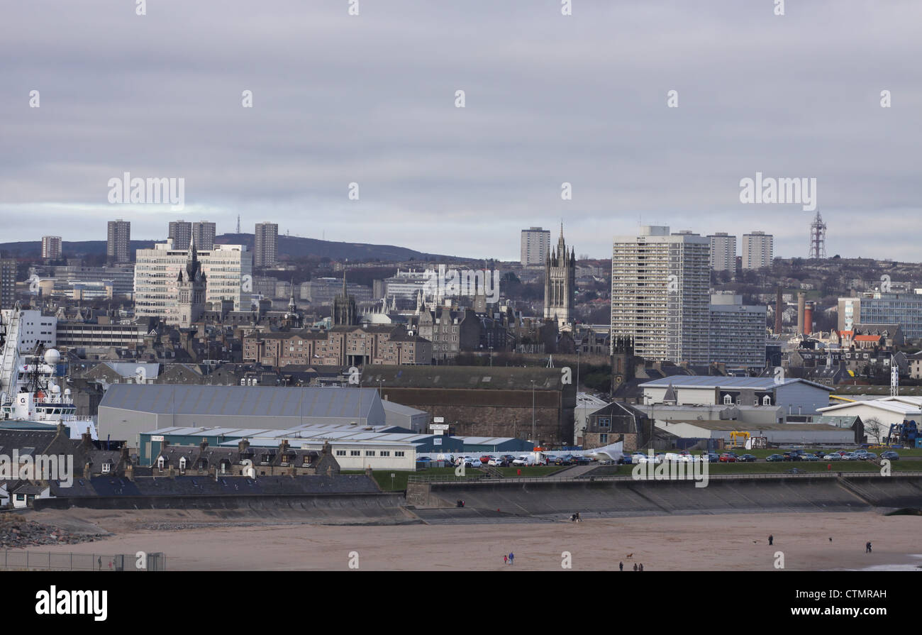 Elevated view of Aberdeen Scotland February 2012 Stock Photo - Alamy