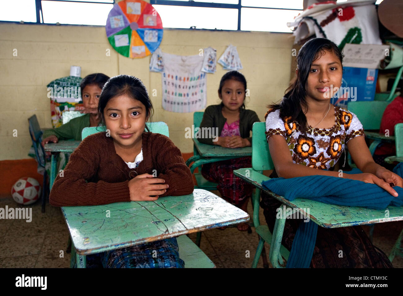 Maya girls at school in Guatemala Stock Photo - Alamy