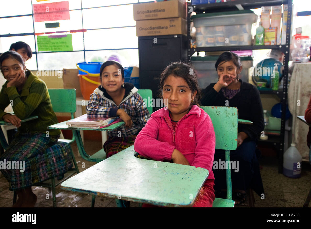 Maya girls at school in Guatemala Stock Photo - Alamy