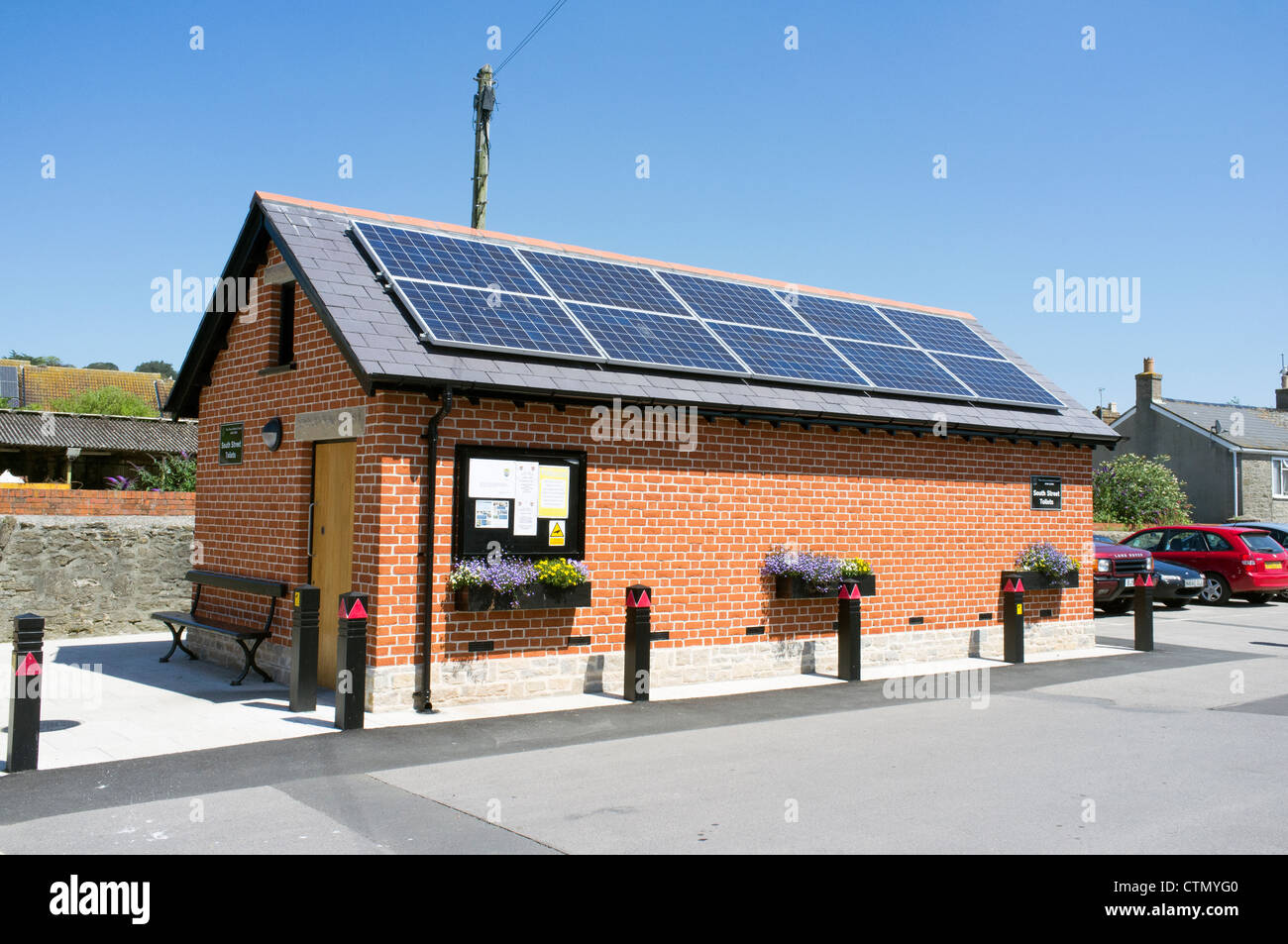 New public toilet building with solar panels on the roof in UK Stock ...