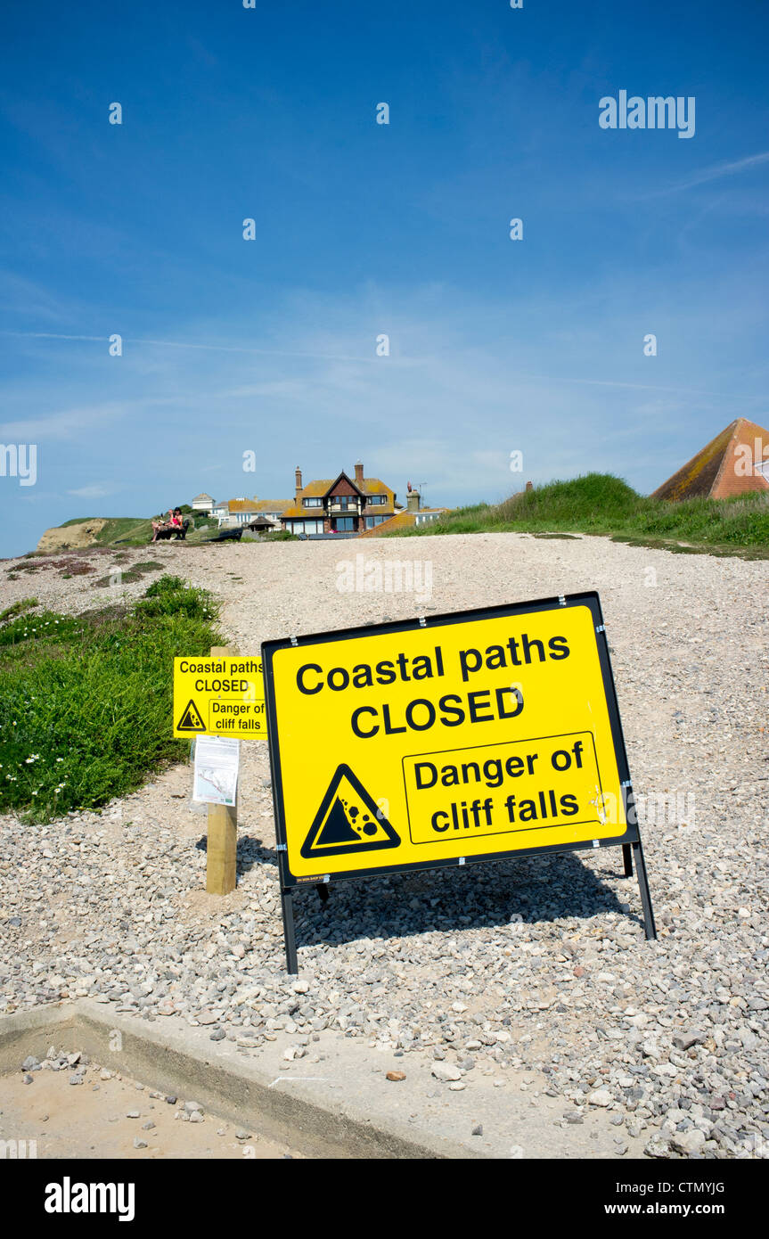 Dorset Coast path at West Bay closed due to cliff falls Stock Photo - Alamy