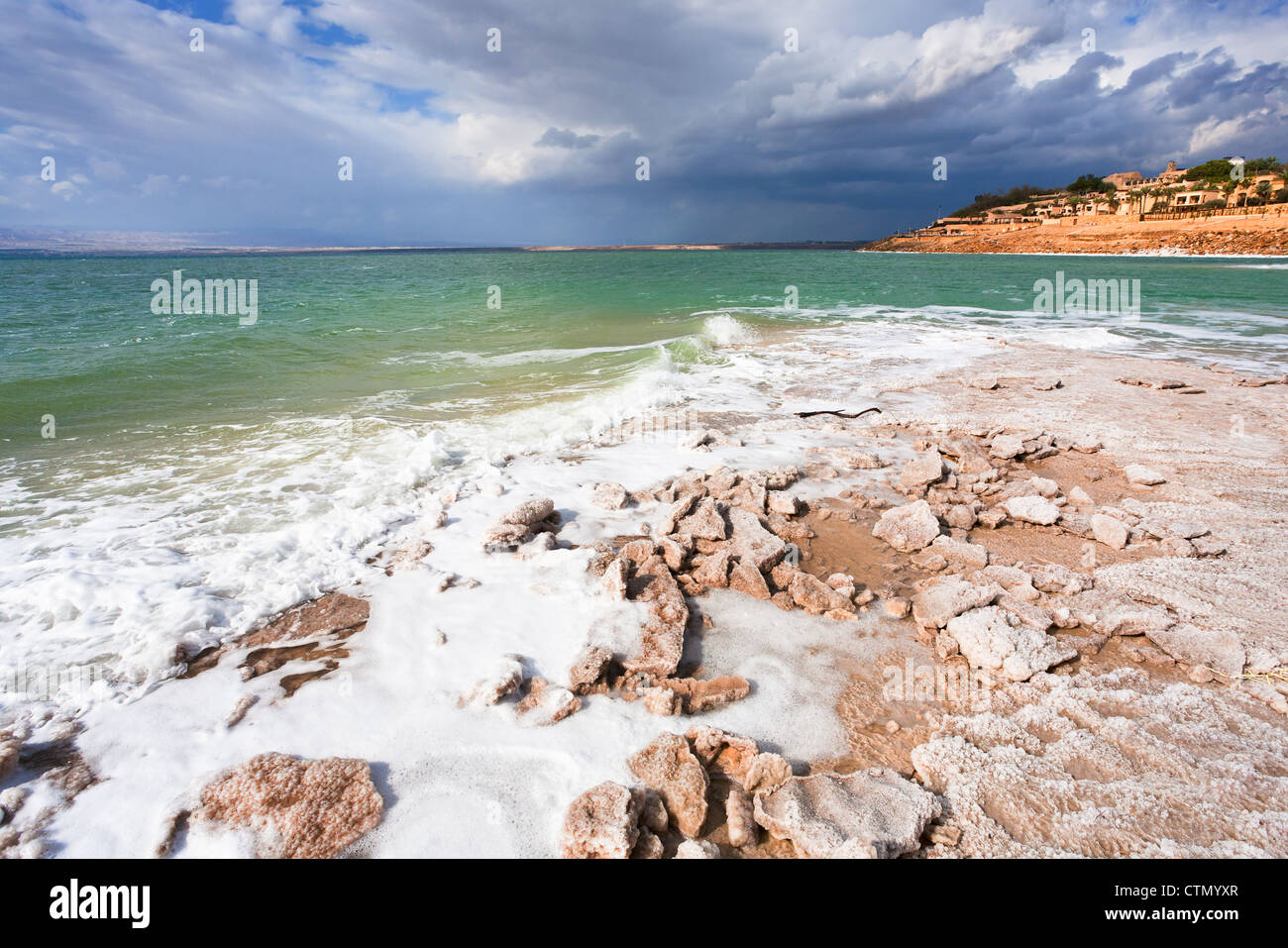 crystal salt beach on Dead Sea coast, Jordan Stock Photo - Alamy