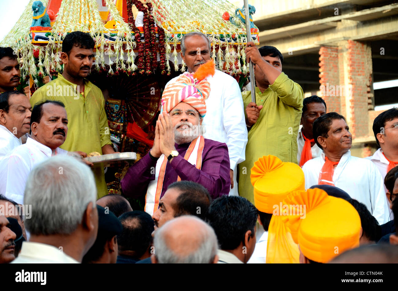 Chief Minister of Gujarat, Sri Narendra Modi, in Rath yatra procession ...