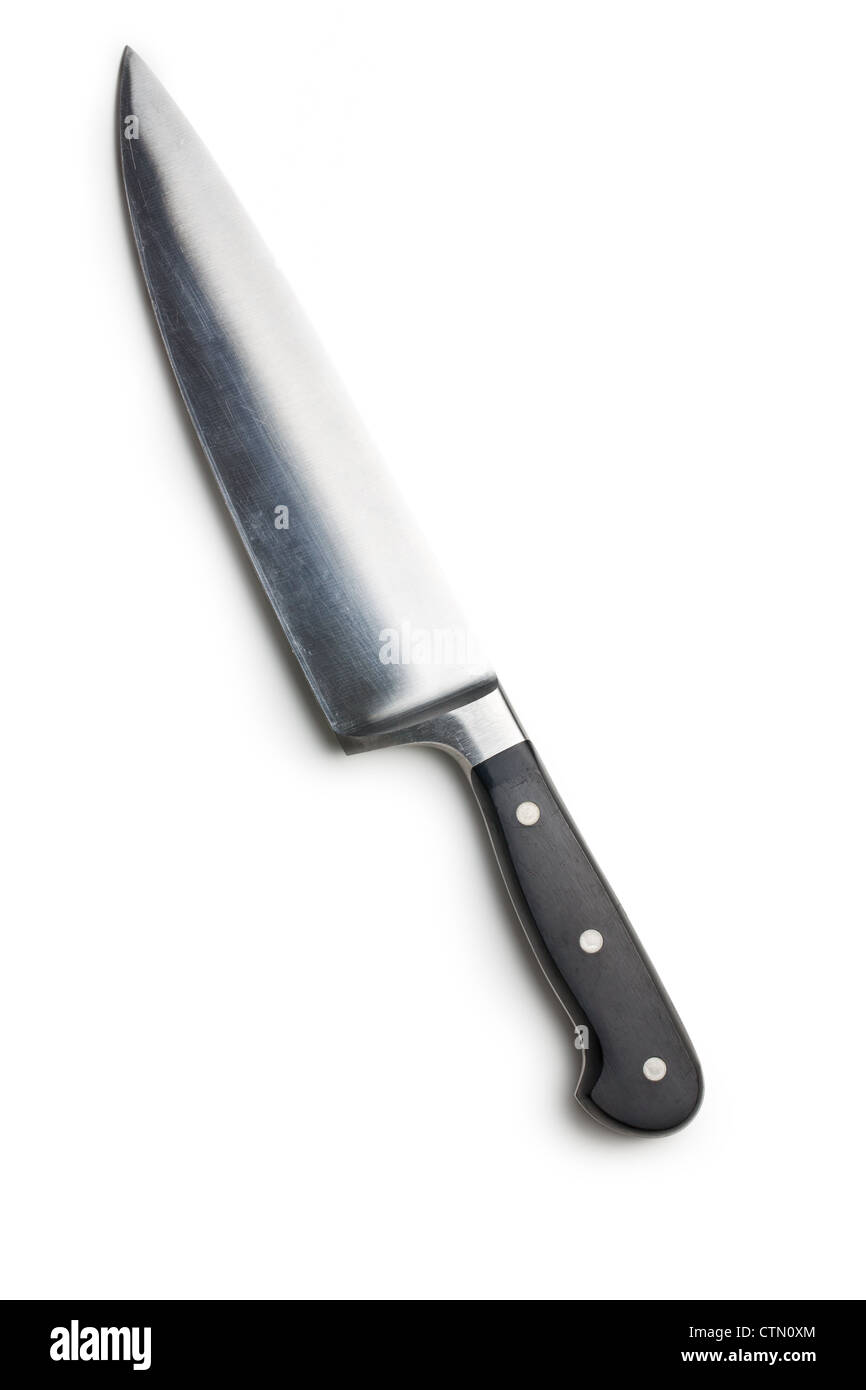 old kitchen knife on white background Stock Photo - Alamy