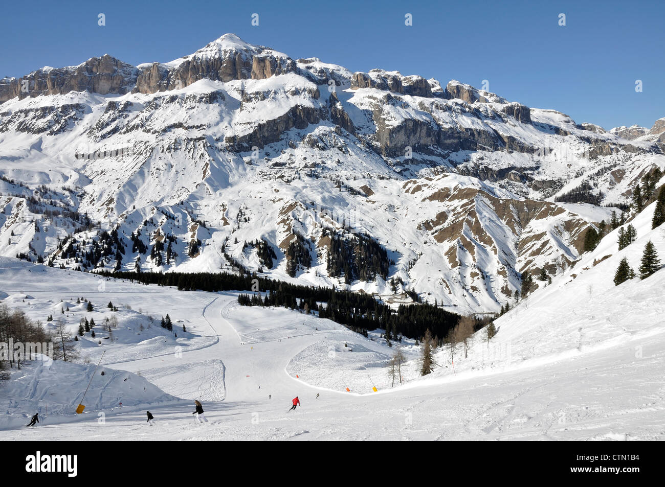 Arabba steep ski run, Dolomites Stock Photo - Alamy