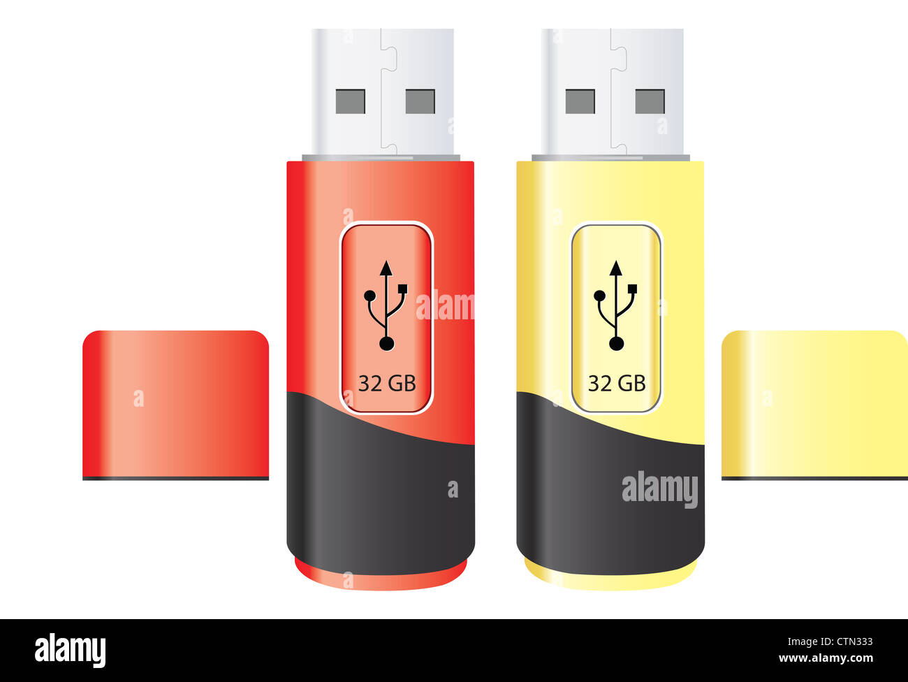 USB Flash Drive, Red Orange, Yellow and Black, vector illustration ...