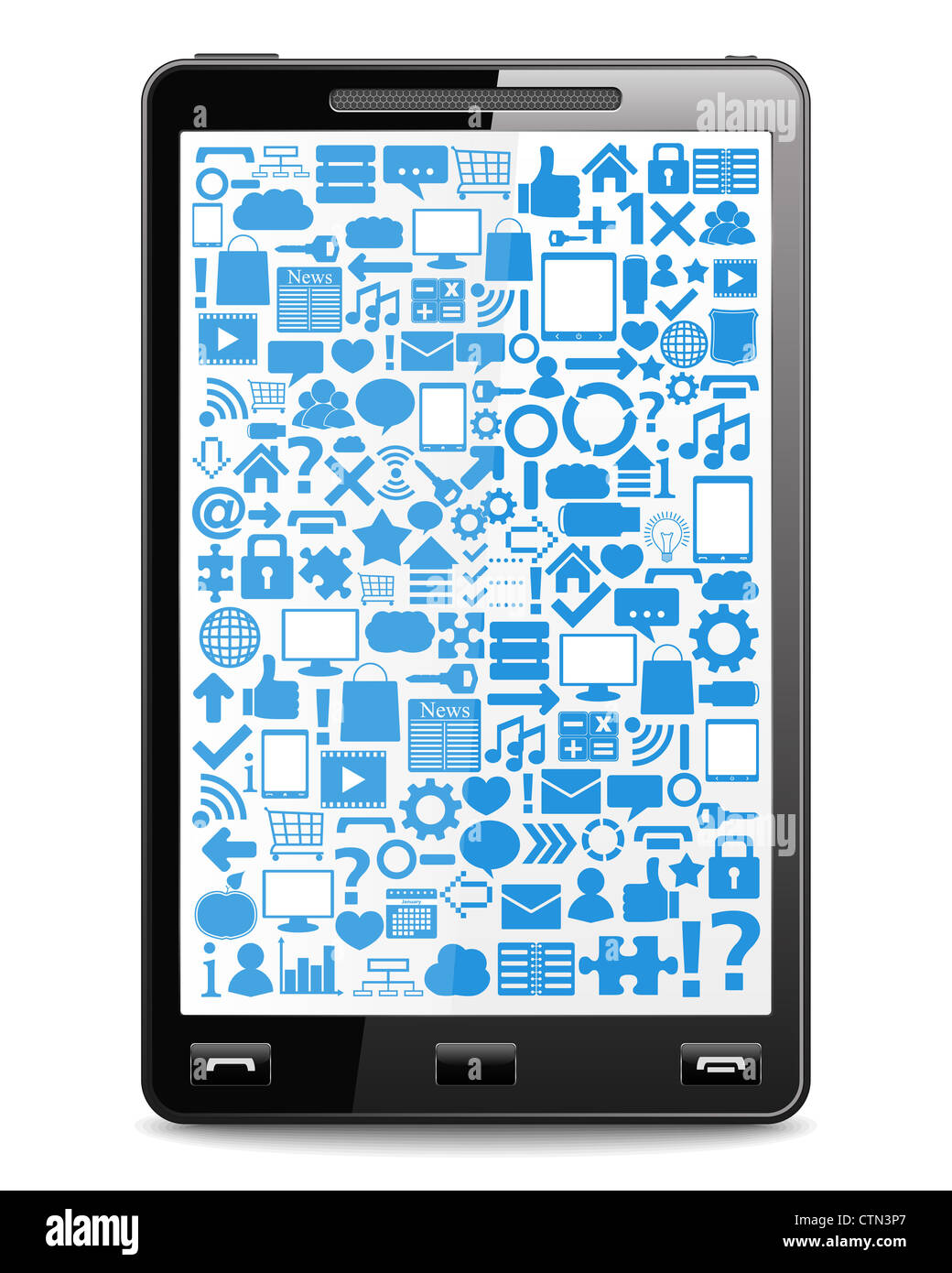 Smart phone with icons on the screen Stock Photo - Alamy