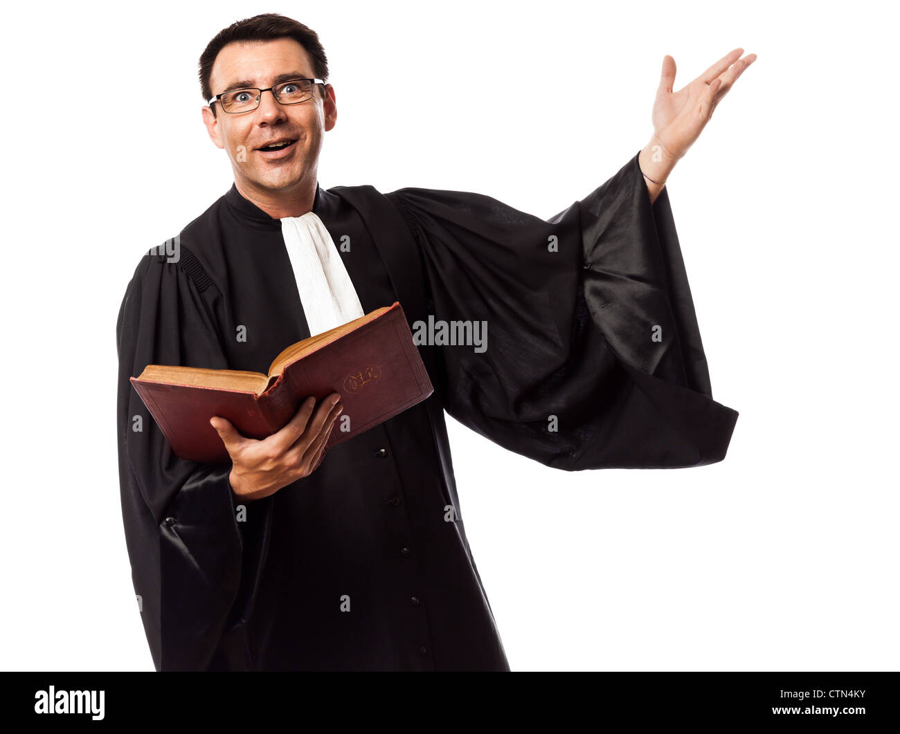 one caucasian lawyer man in studio isolated on white background Stock ...