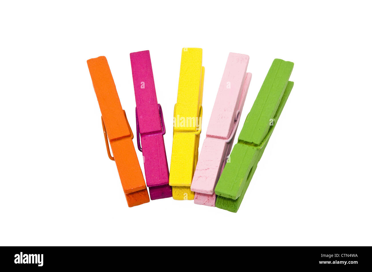 colorful wooden peg isolated on white background Stock Photo - Alamy