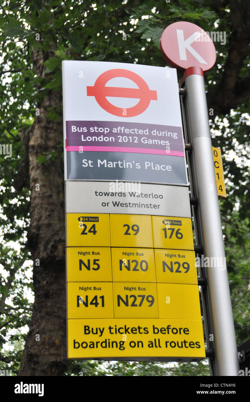 Bus stop travel disruption London 2012 Games Stock Photo - Alamy