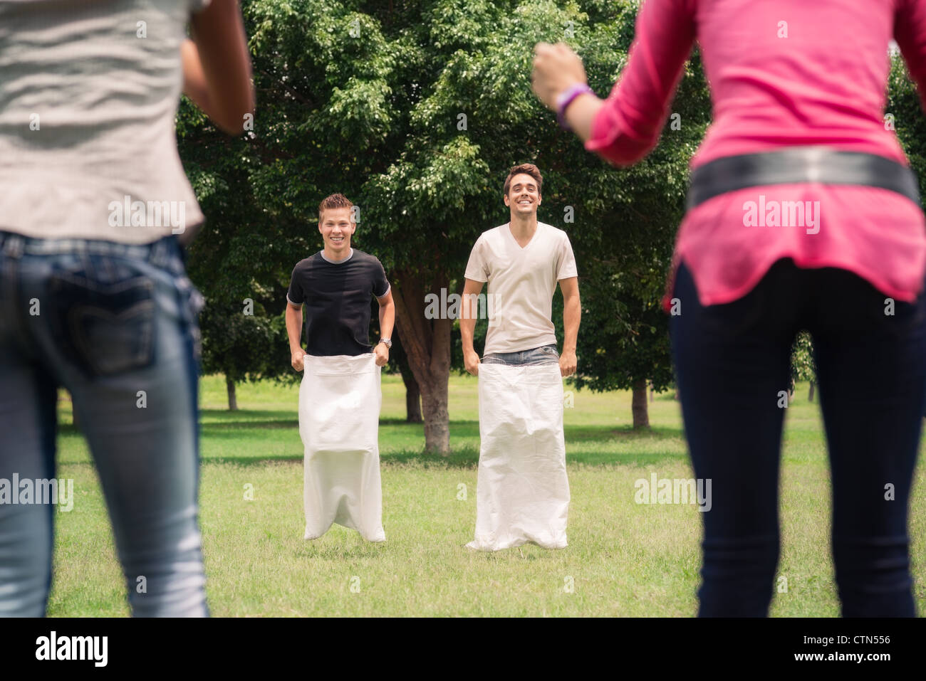 Sack race sacks jump hi-res stock photography and images - Alamy