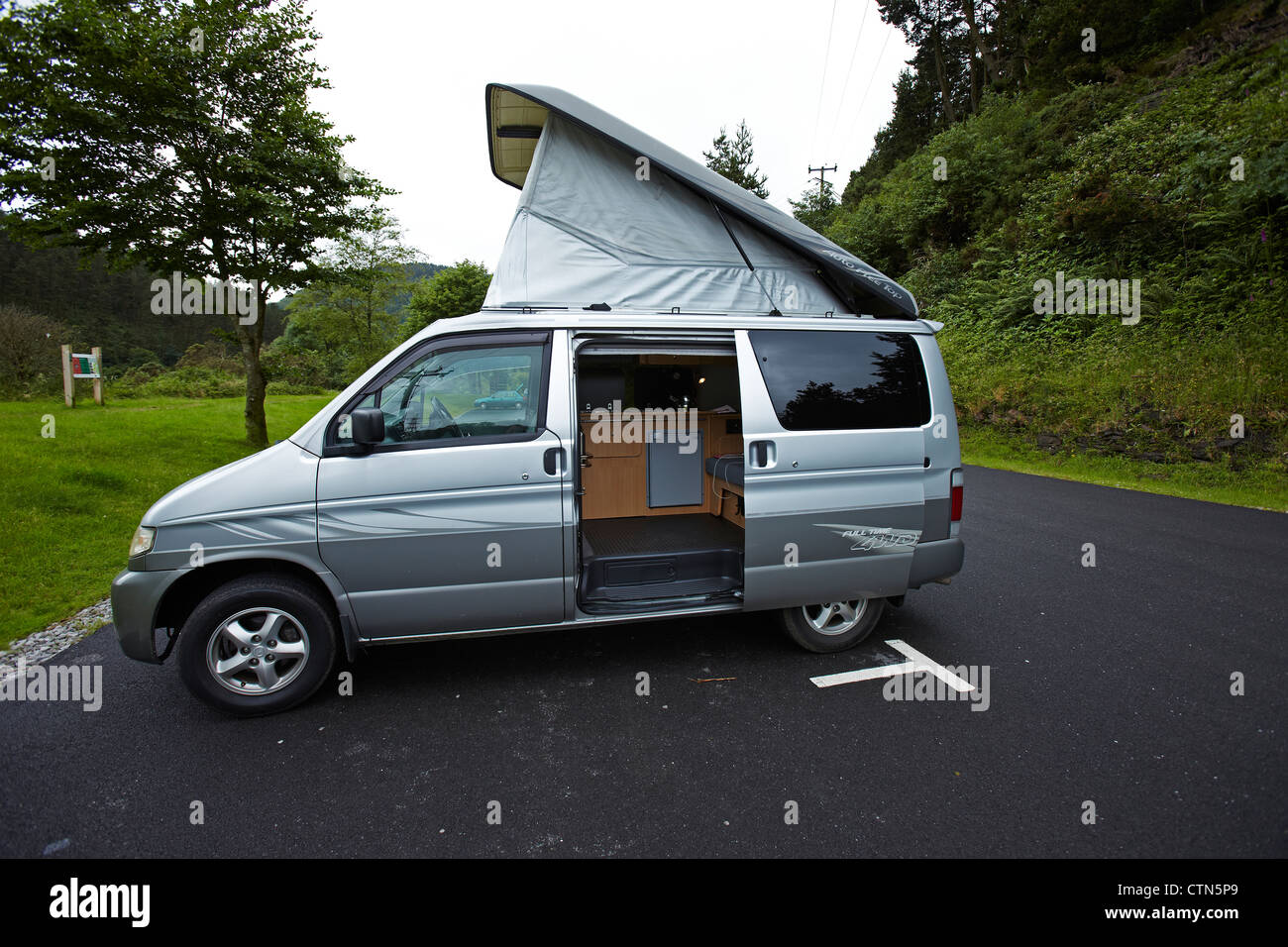 Mazda Bongo Frendee Campervan, parked up with its roof elevated Stock ...