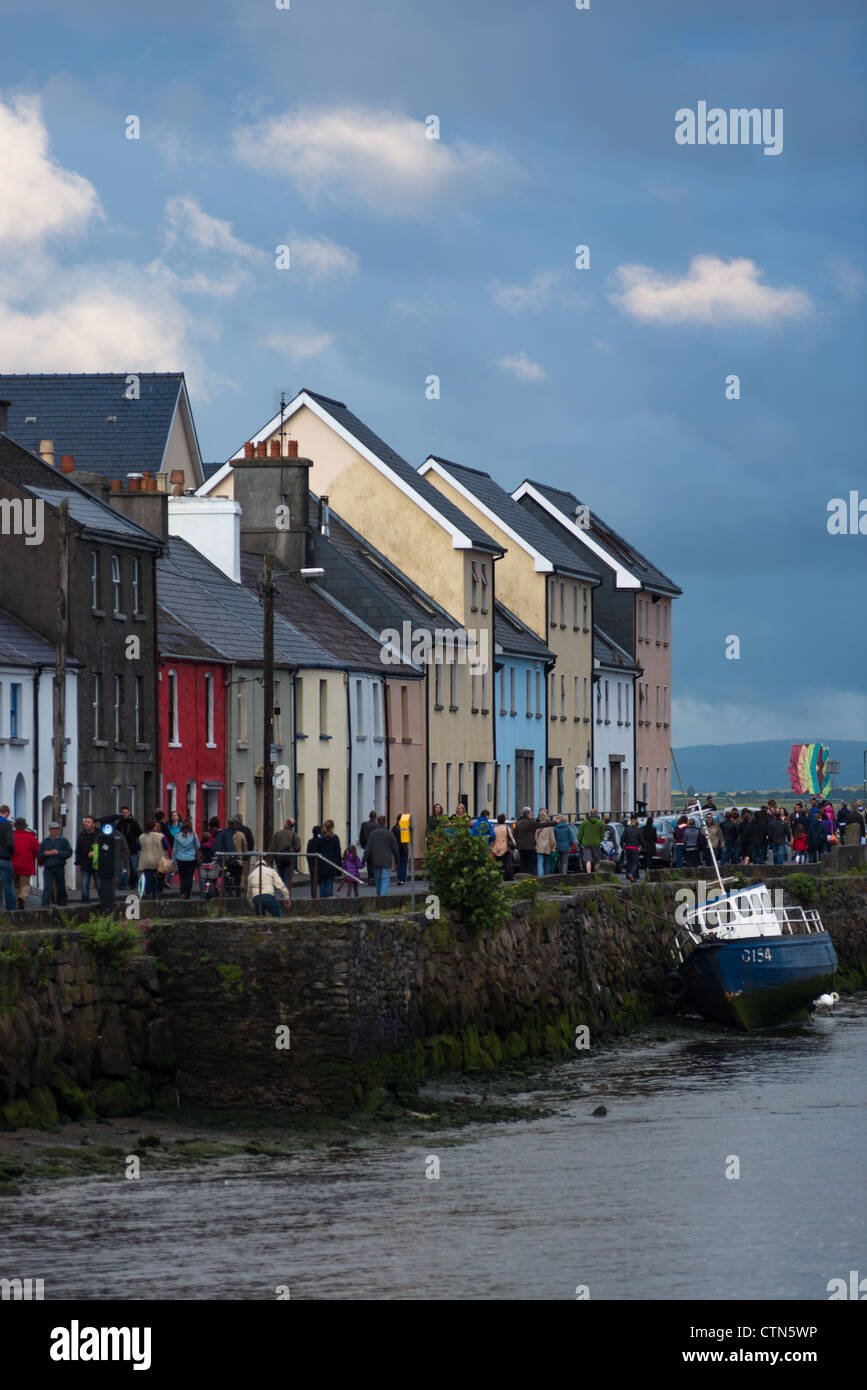 View from Claddagh of The Long Walk and Old Quays at dusk, Galway city ...