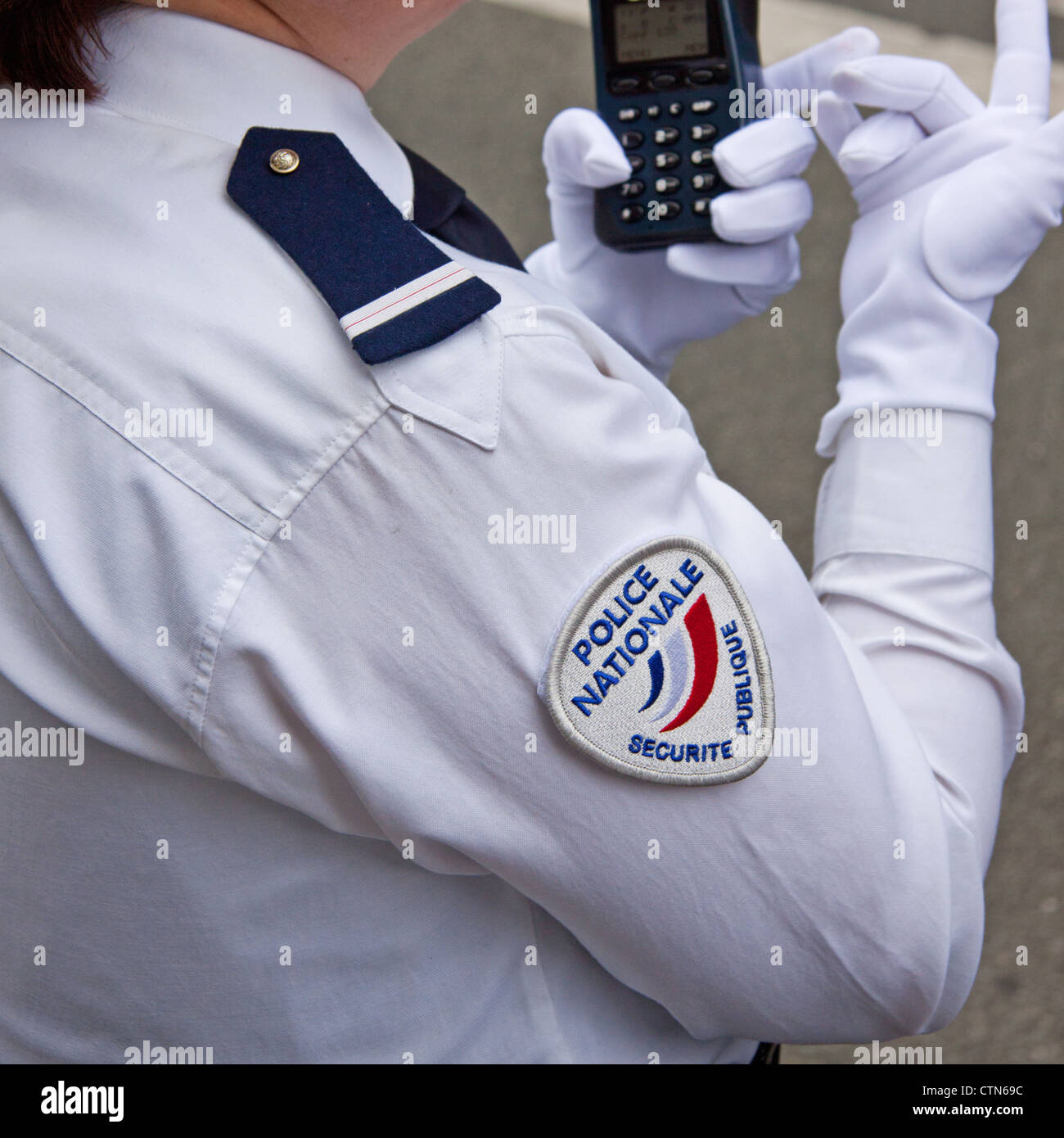 The badge of office of a member of the French Gendarmerie policing a ...