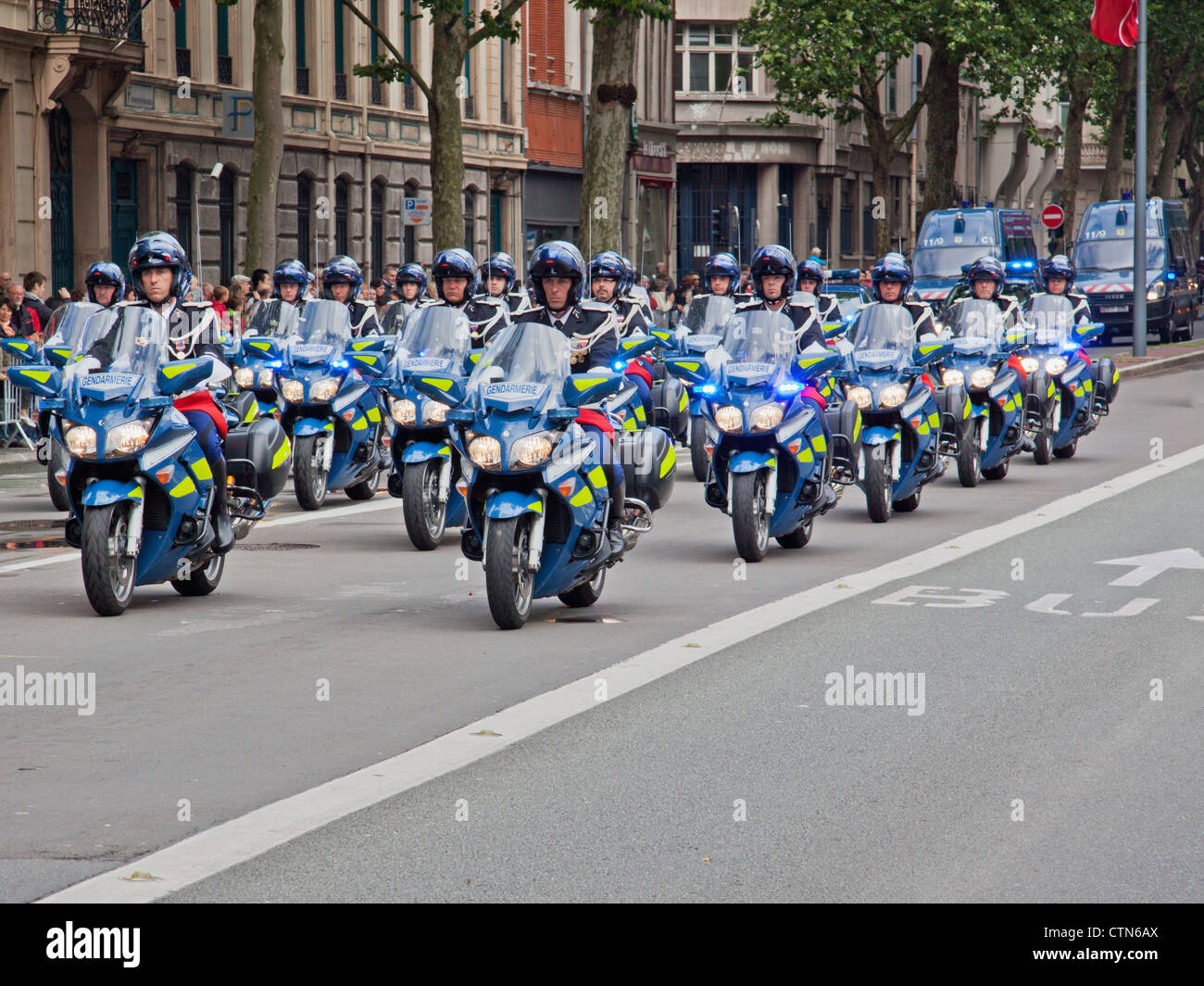 Members of the French traffic police parade through Lille as part of ...