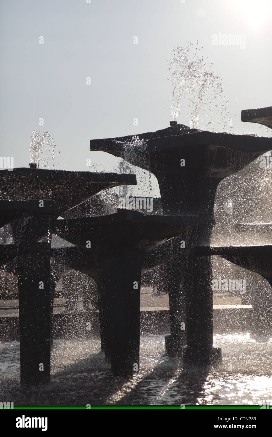 Outdoor sunlight Reflecting Pool Fountain Creates Poland Stock Photo ...