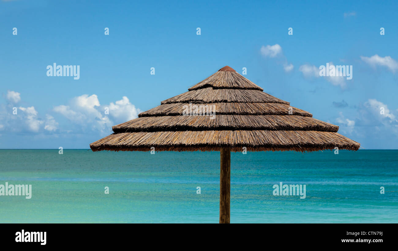 Beautiful Sunny Tropical Seascape of Beach Umbrella by Sea and Sky with ...