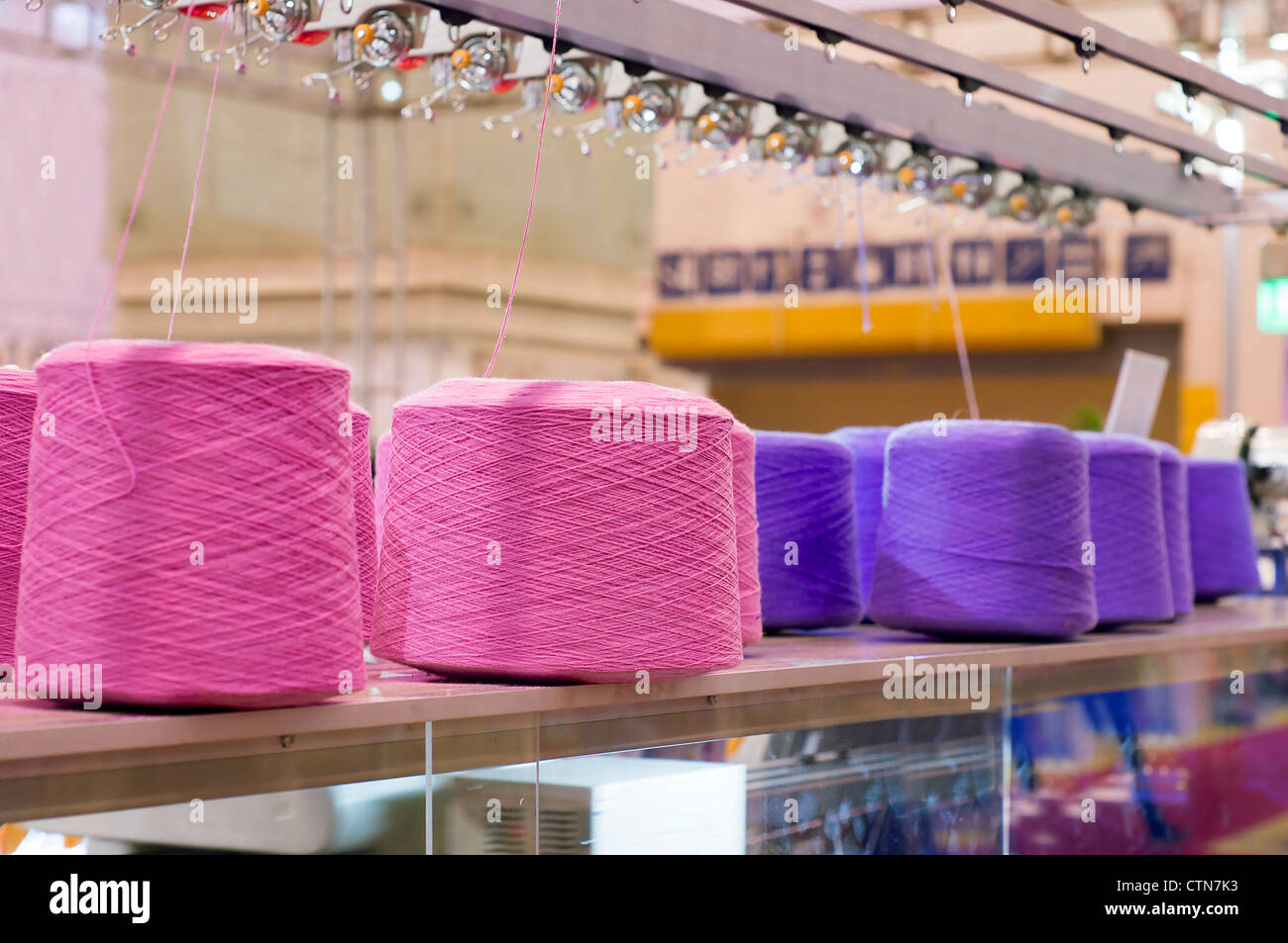 The colorful of the cone threads from textile factory Stock Photo - Alamy