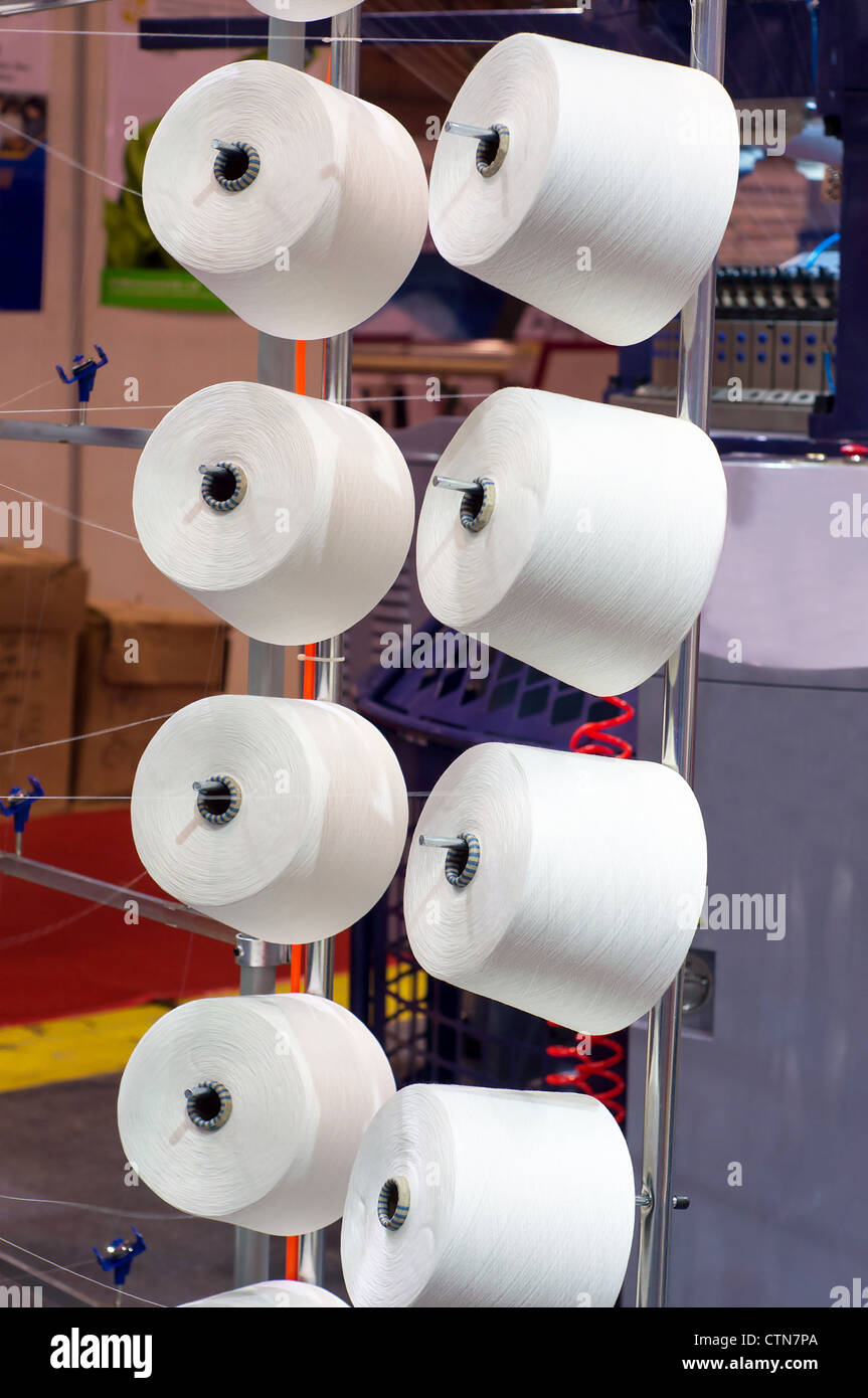 Cotton yarn spools (bobbins) in a textile factory Stock Photo - Alamy