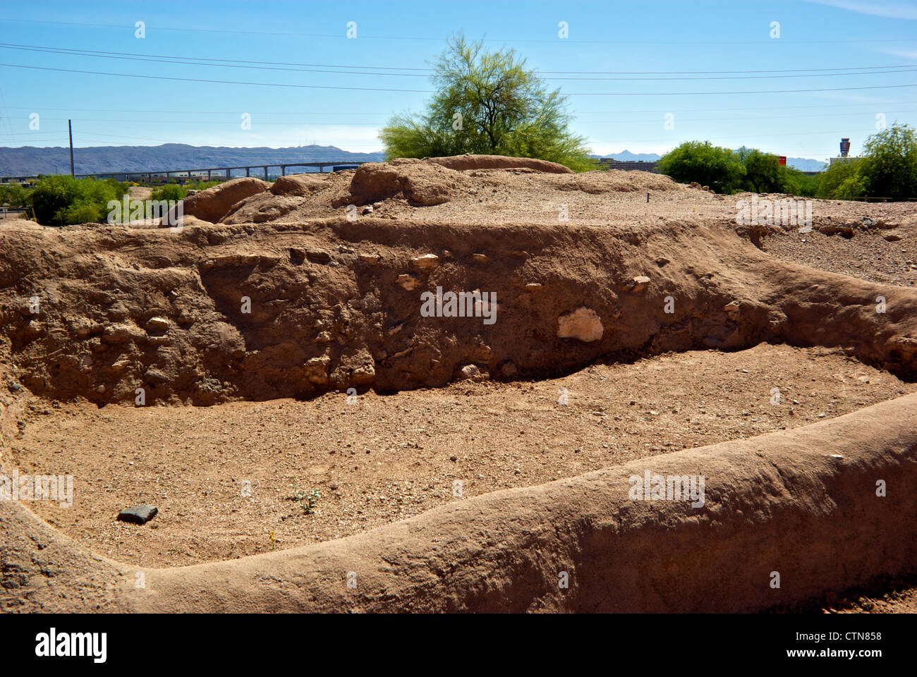 Archaeological excavation mud platform walls outline storage room ...