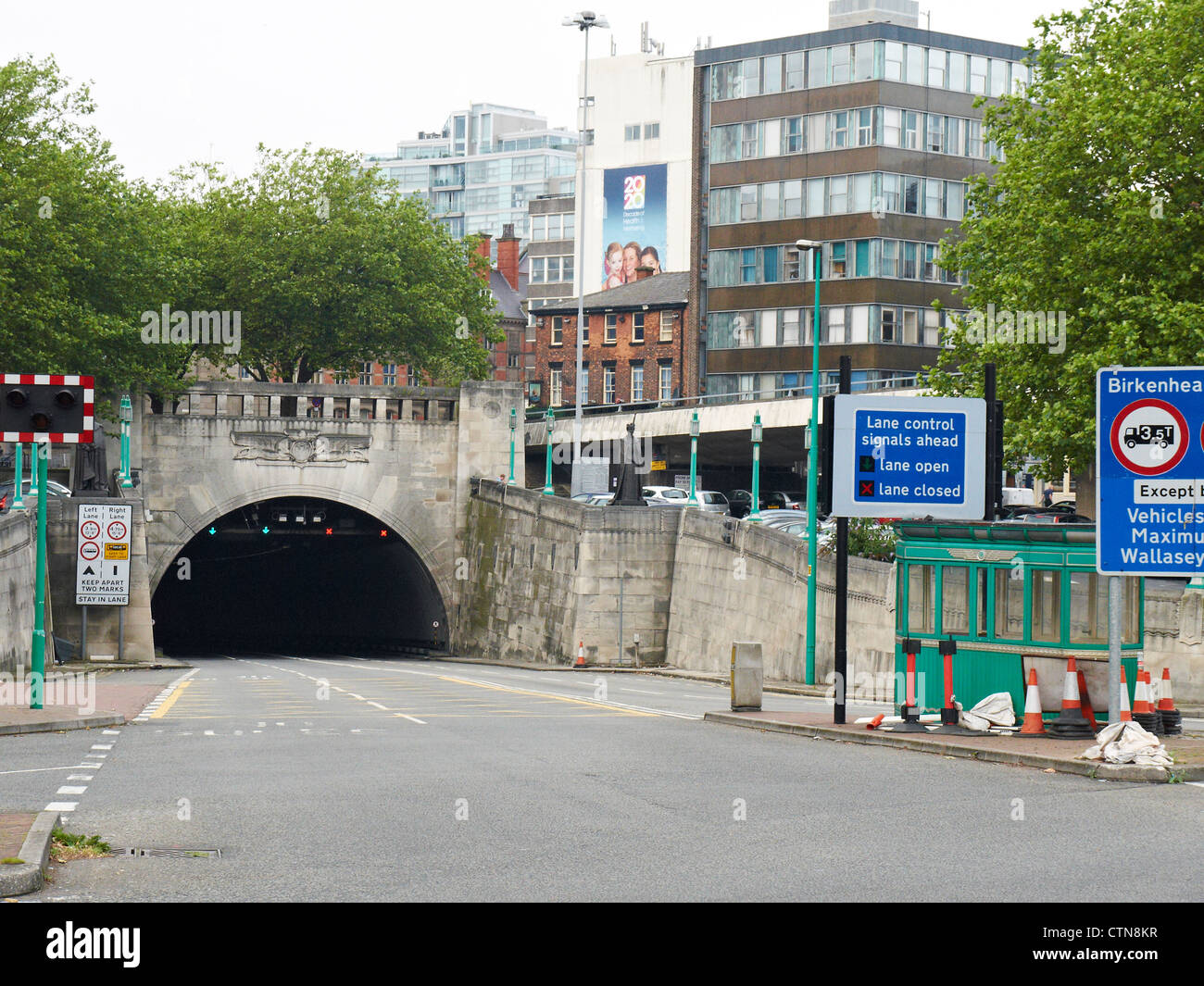 Entrance to Birkenhead tunnel with booth in Liverpool UK Stock Photo ...