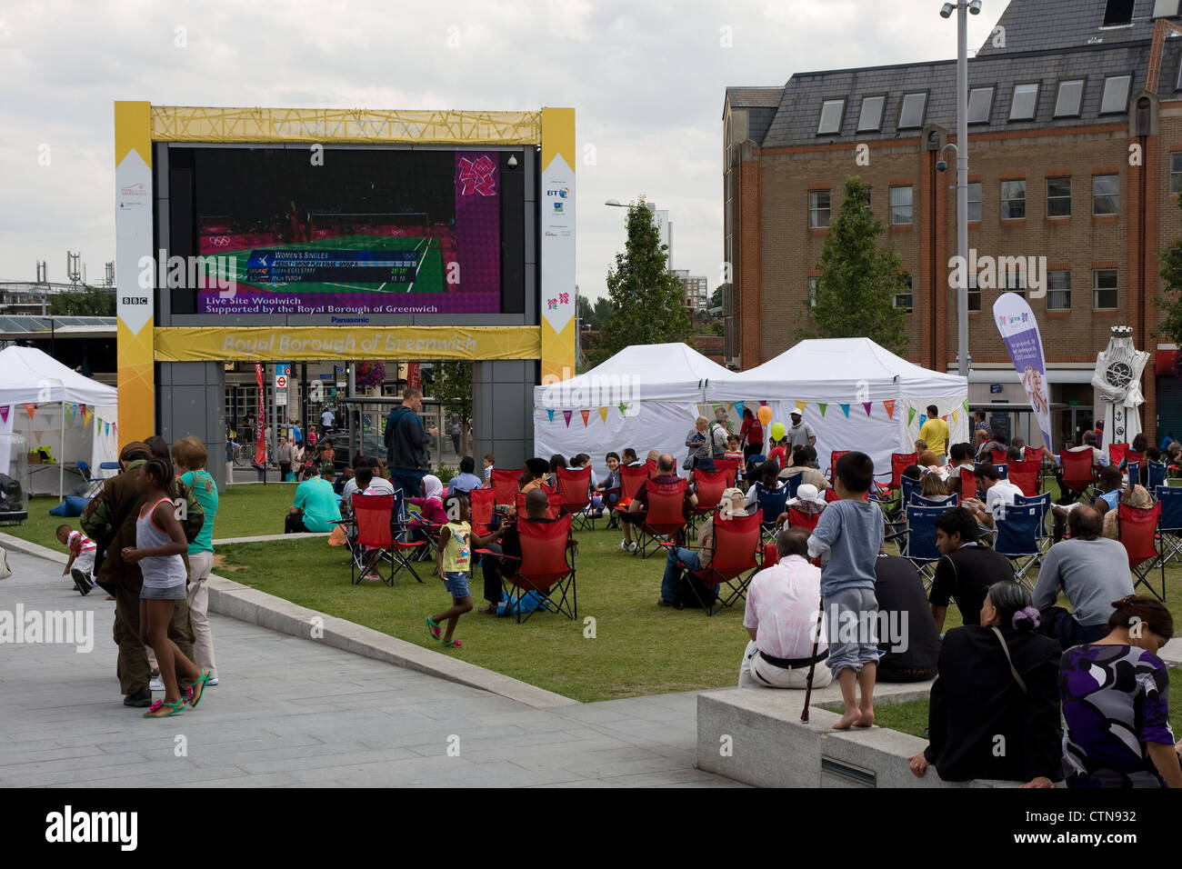 public large screen TV viewing Olympic games Stock Photo - Alamy