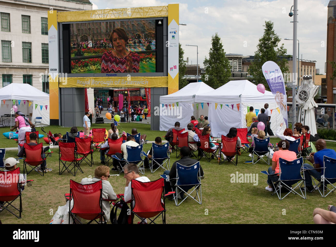 public large screen TV viewing Olympic games Stock Photo - Alamy