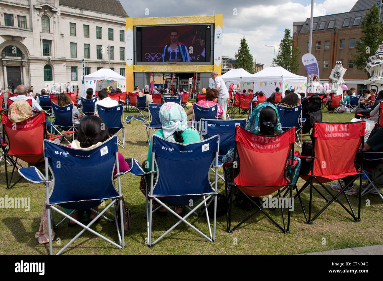 public large screen TV viewing Olympic games Stock Photo - Alamy