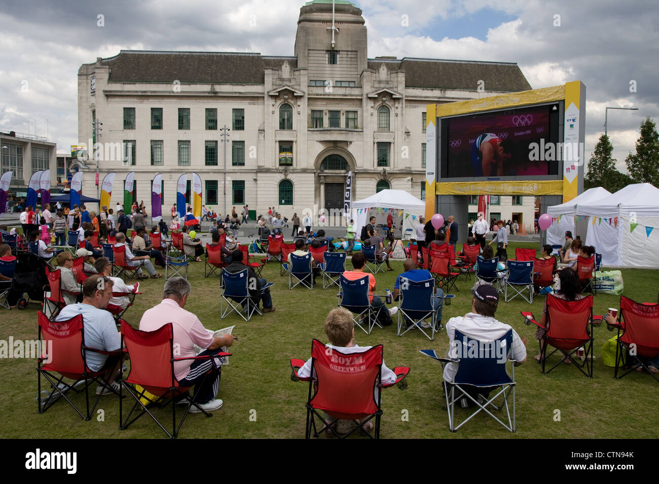 public large screen TV viewing Olympic games Stock Photo - Alamy