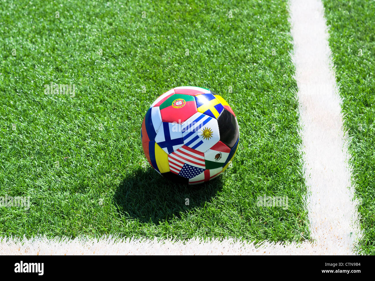 Different flags on Soccer ball for championship Stock Photo - Alamy