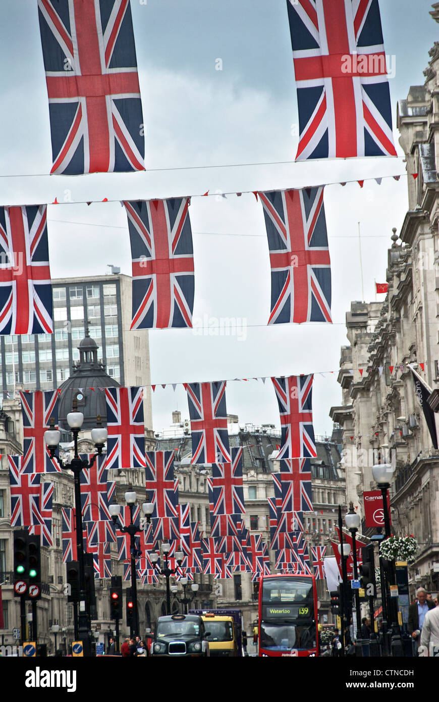 London flags over Regent street Stock Photo - Alamy