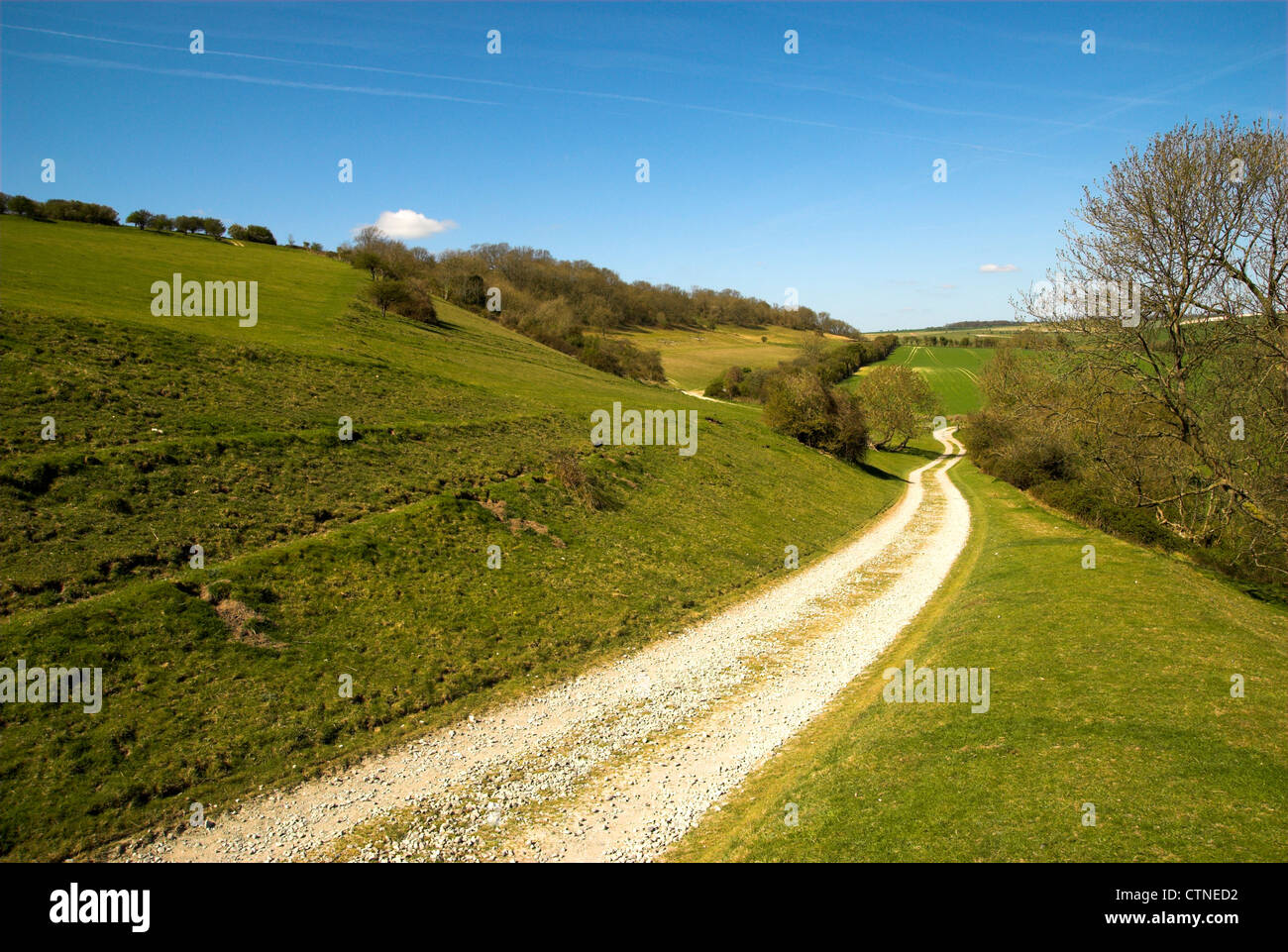 A South Downs National Park footpath / farm track in West Sussex Stock ...