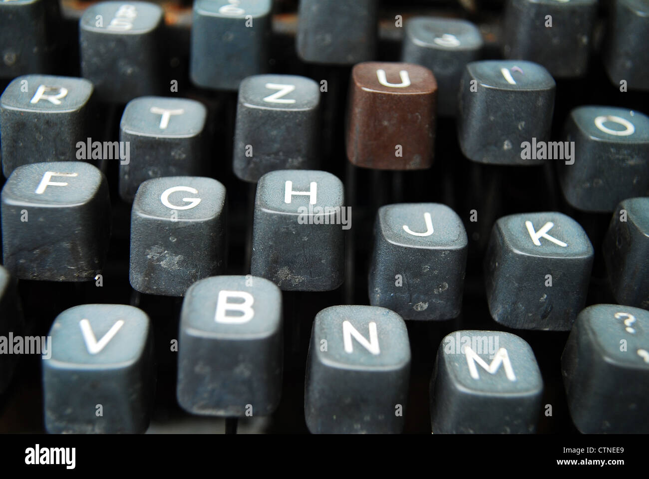 detail of a black vintage typewriter close up on keys Stock Photo - Alamy