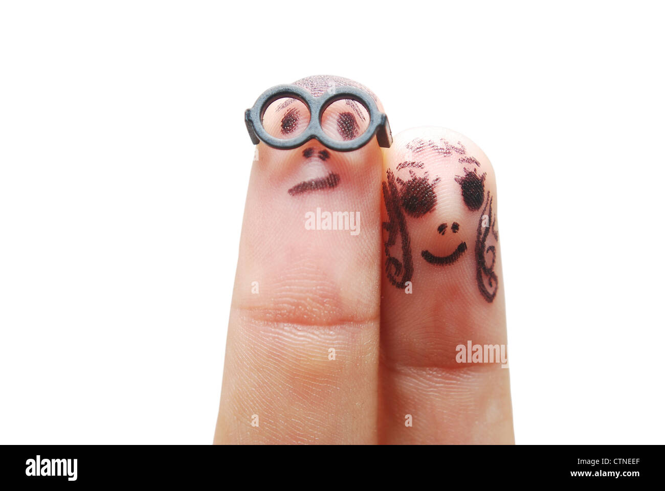 Fingers with eyes representing funny figures isolated on white Stock ...