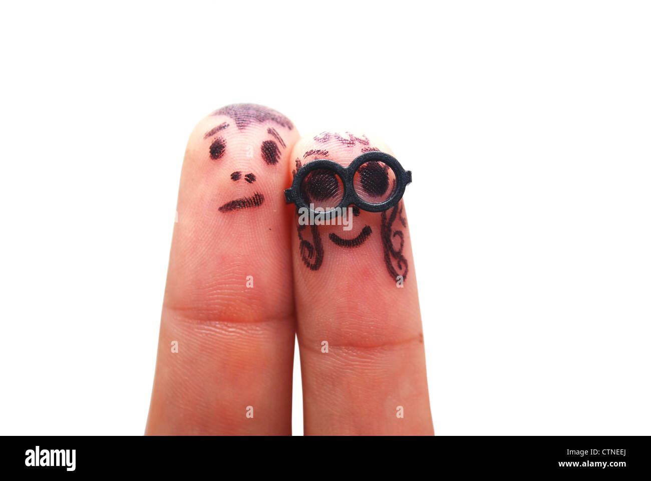 Fingers with eyes representing funny figures isolated on white Stock ...