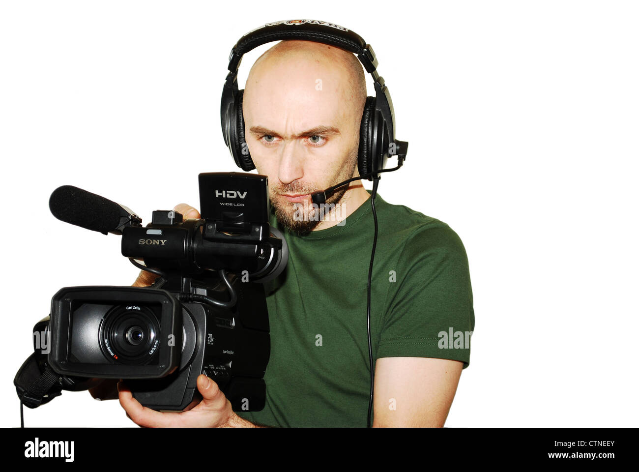 image with a television cameraman working with camera Stock Photo - Alamy
