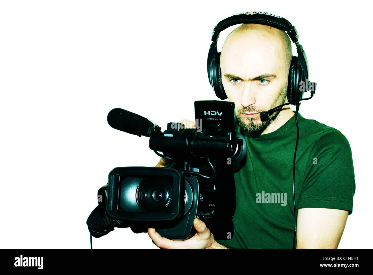 image with a television cameraman working with camera Stock Photo - Alamy